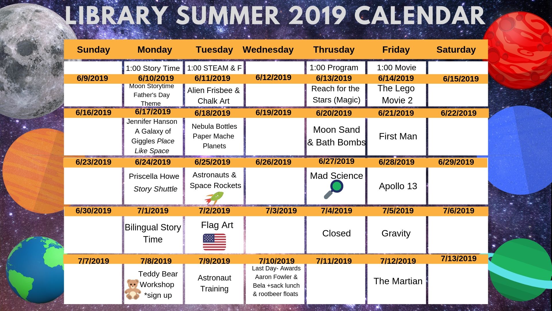 Checkout our Library Summer Calendar